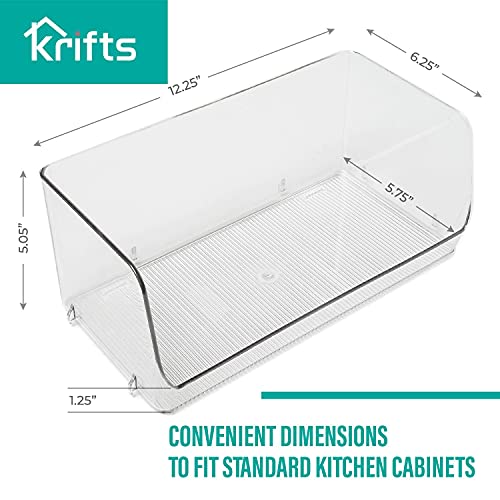 Clear Plastic Storage Bins(Set of 2) - Stackable Storage Organizer for Pantry, Kitchen Cabinet, Refrigerator, Office Desk, or Bathroom - Food Organizer Baskets with FREE Write-On Bin Labels