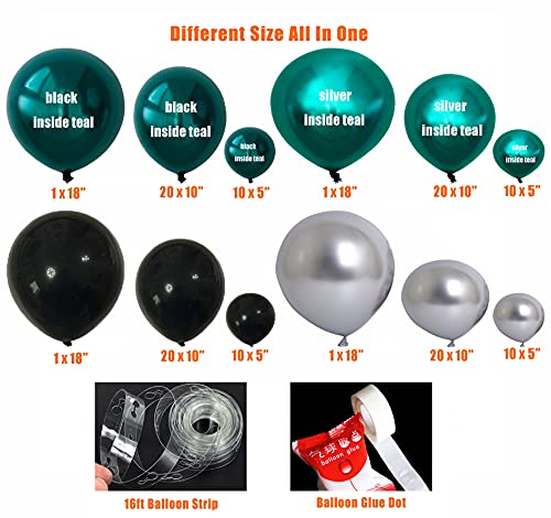 Oopat DIY Metallic Emerald and Teal Balloon Garland Arch Kit Engagement Anniversary Communion Graduation 30th Birthday Event Backdrop Party Decoration (Emerald and Teal)