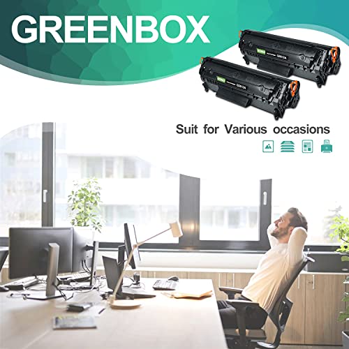 GREENBOX Compatible Q2612A High-Yield Toner Cartridge Replacement for HP 12A Q2612A for 1020 1022 1018 1010 1012 3050 3015 3055 3030 MF4350d MF4150 MF4370dn D420 MF4270 Printer (2,000 Pages, 2 Black)