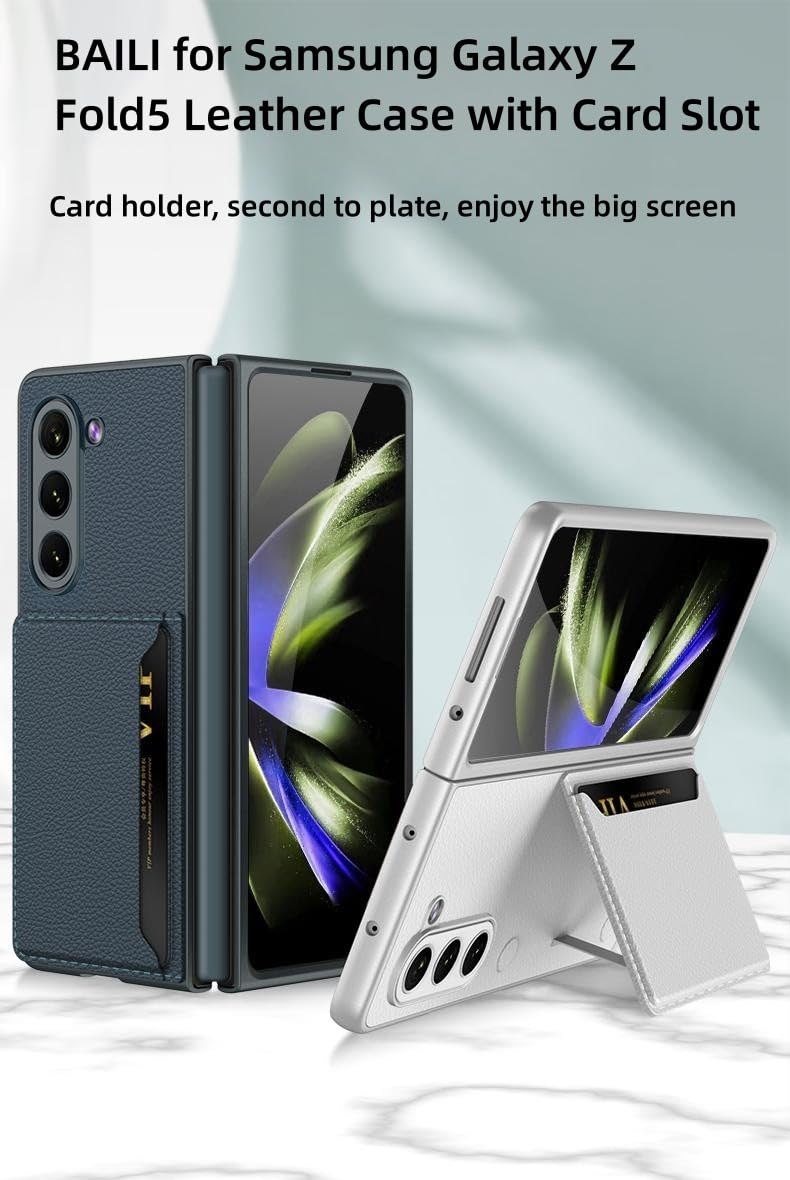 BAILI for Samsung Galaxy Z Fold5 Leather Wallet Case,Galaxy Z Fold 5 Case with Card Slots,Galaxy Z Fold 5 Case with Card Holder,Military Grade Drop Protective Cover for Fold5-Wine Red