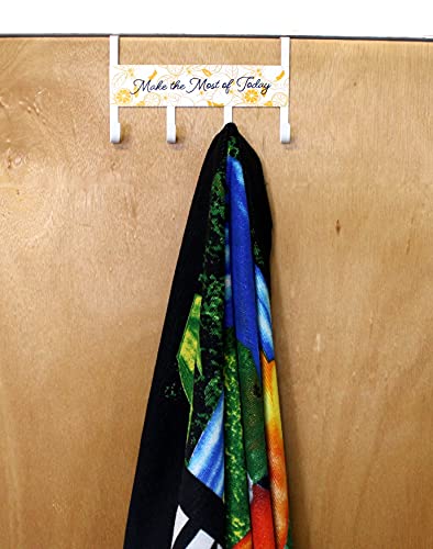 Dependable Industries inc. Essentials Over Door Hanger Hook, Hanging Clothes Coat Bag Robe Keys Towel Bathroom Closet Back of Door Hanger 4 Hooks