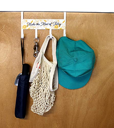 Dependable Industries inc. Essentials Over Door Hanger Hook, Hanging Clothes Coat Bag Robe Keys Towel Bathroom Closet Back of Door Hanger 4 Hooks