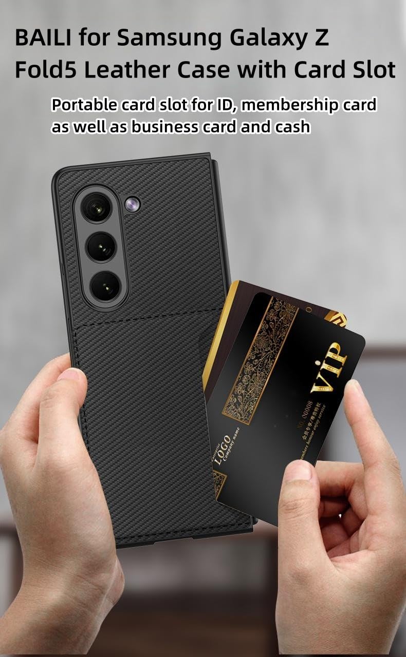 BAILI for Samsung Galaxy Z Fold5 Leather Wallet Case,Galaxy Z Fold 5 Case with Card Slots,Galaxy Z Fold 5 Case with Card Holder,Military Grade Drop Protective Cover for Fold5-Wine Red