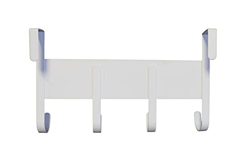 Dependable Industries inc. Essentials Over Door Hanger Hook, Hanging Clothes Coat Bag Robe Keys Towel Bathroom Closet Back of Door Hanger 4 Hooks