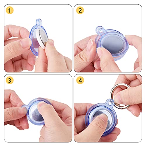 AirTags Case, AIRSPO 4 Pack Airtag Finder Protective Cover Clear TPU Waterproof Anti-Scratch Apple AirTags Holders with Keychain(Purple+Pink+Green+Blue