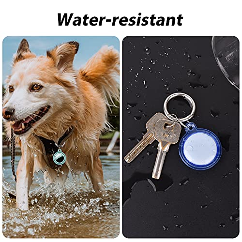 AirTags Case, AIRSPO 4 Pack Airtag Finder Protective Cover Clear TPU Waterproof Anti-Scratch Apple AirTags Holders with Keychain(Purple+Pink+Green+Blue