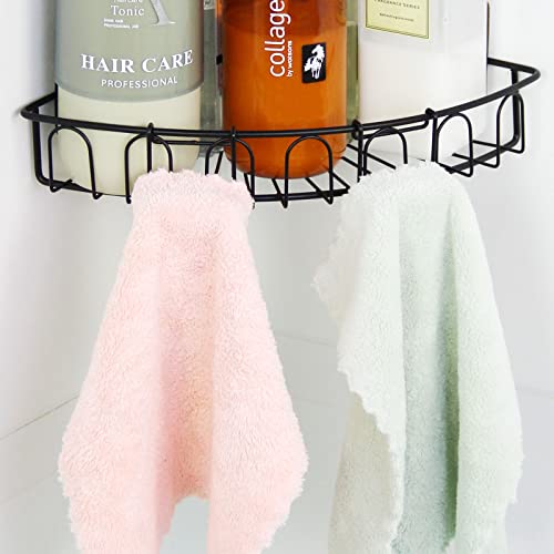 Casaphoria Bathroom Corner Suction Cup Adhesive Black Shower Shelves Caddy Organizer Shelf Hanging Wall Mount Bathroom Corner Shelf No Drilling(2-Pack)