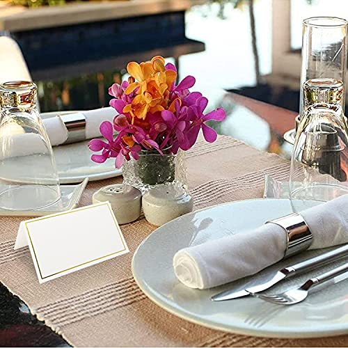 50 Pack Tent Cards with Gold Foil Border for Weddings, Banquets, Events, 2 x 3.5 Inches