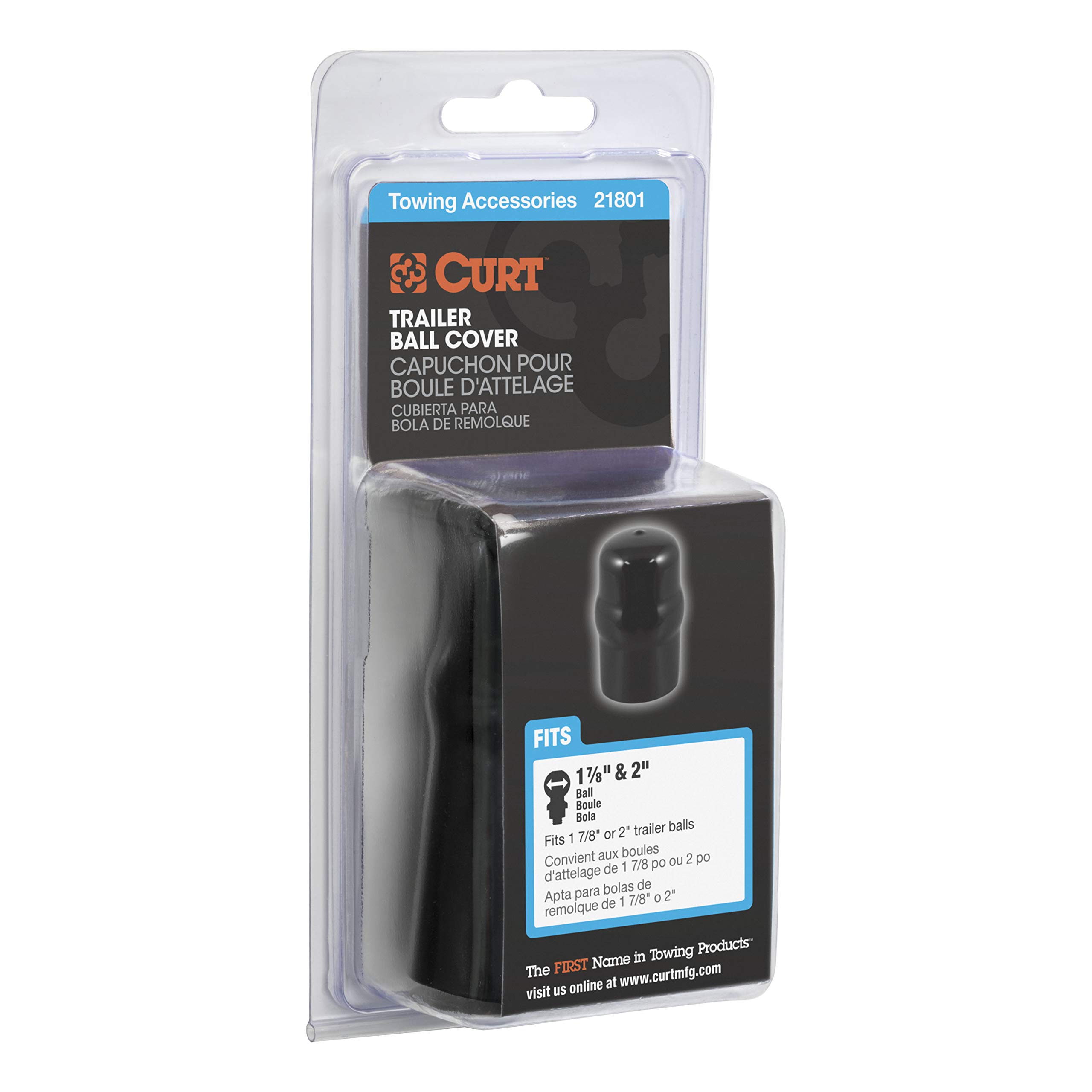 CURT 21800 Black Rubber Trailer Hitch Ball Cover, 1-7/8 or 2-Inch Diameter