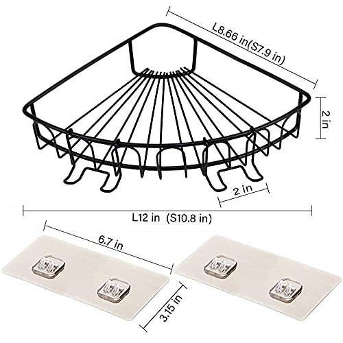 Casaphoria Bathroom Corner Suction Cup Adhesive Black Shower Shelves Caddy Organizer Shelf Hanging Wall Mount Bathroom Corner Shelf No Drilling(2-Pack)