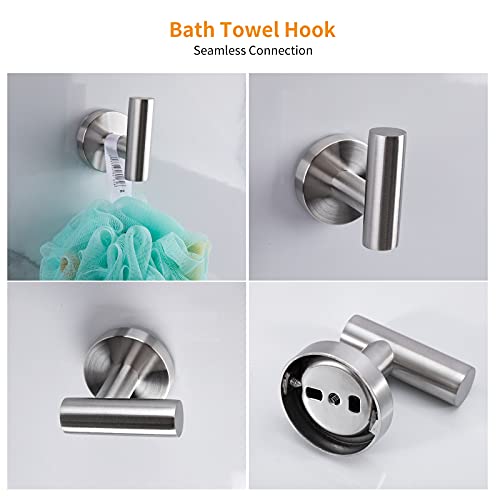 Cilee 8 Piece Brushed Nickel Bathroom Hardware Set, 24inch Bathroom Towel bar+Towel Ring+Toilet Paper Holder+ Robe Towel Hook, SUS304 Stainless Steel Bathroom Accessory Set