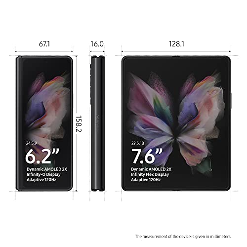 SAMSUNG Galaxy Z Fold 3 5G Cell Phone, Factory Unlocked 2-in-1 Android Smartphone Tablet, 512GB, 120Hz, Foldable Dual Screen, Under Display Camera, US Version, Phantom Black