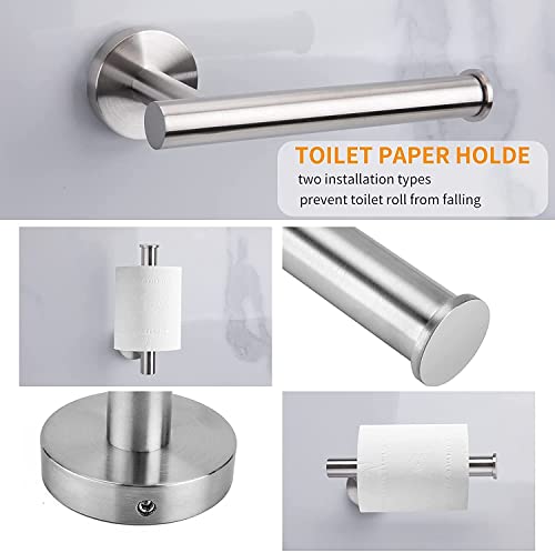 Cilee 8 Piece Brushed Nickel Bathroom Hardware Set, 24inch Bathroom Towel bar+Towel Ring+Toilet Paper Holder+ Robe Towel Hook, SUS304 Stainless Steel Bathroom Accessory Set