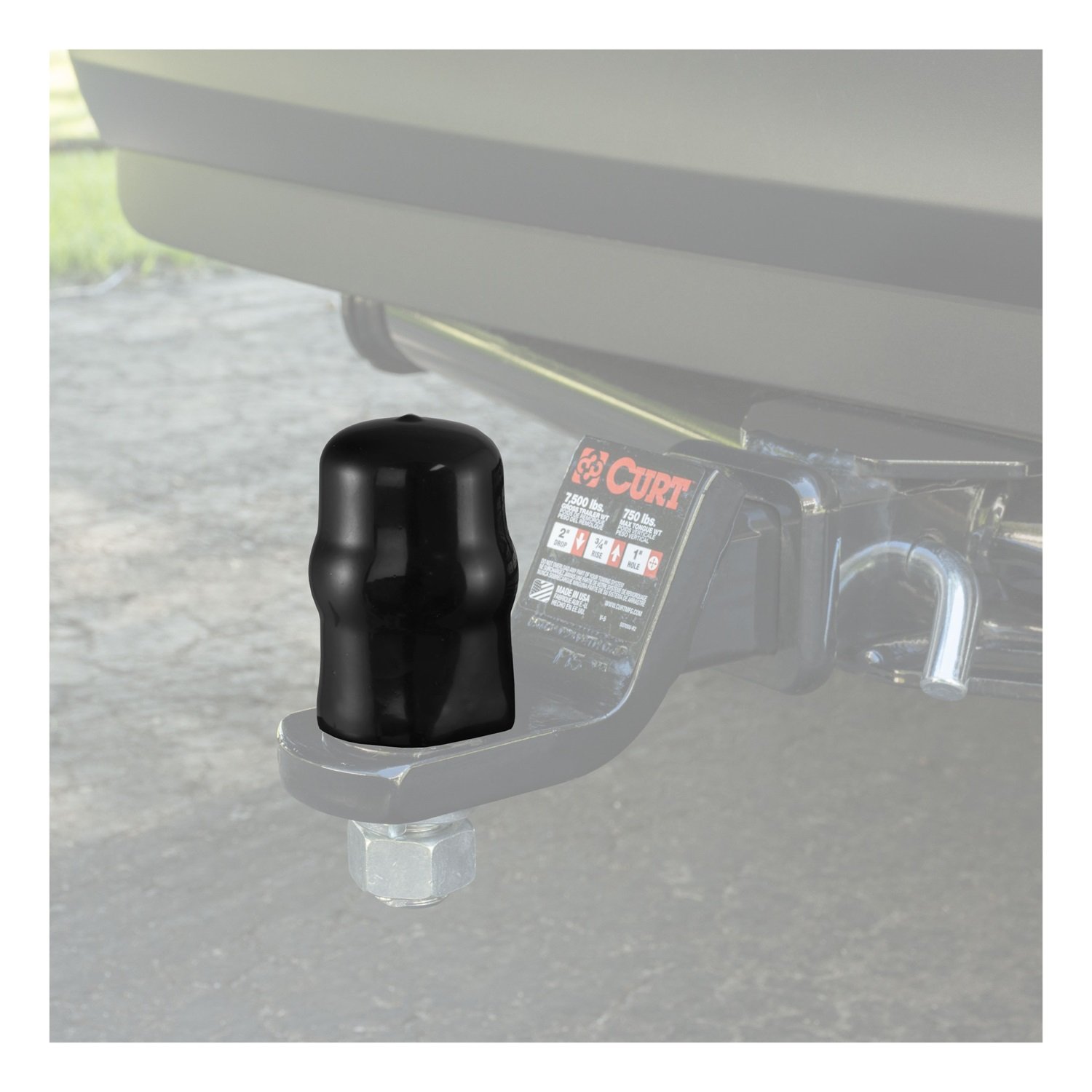 CURT 21800 Black Rubber Trailer Hitch Ball Cover, 1-7/8 or 2-Inch Diameter