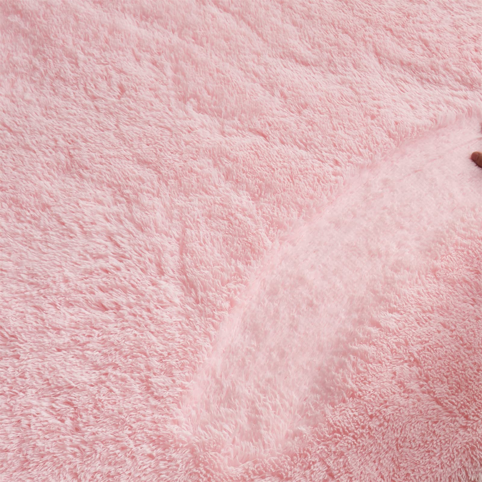 Arbosofe Pink Girls' Bedroom Rug, 5'X 8', Fluffy, Modern, Solid, Housewarming, Rectangular, Indoor, Girls' Themed, High Pile, Polyester Area Rug