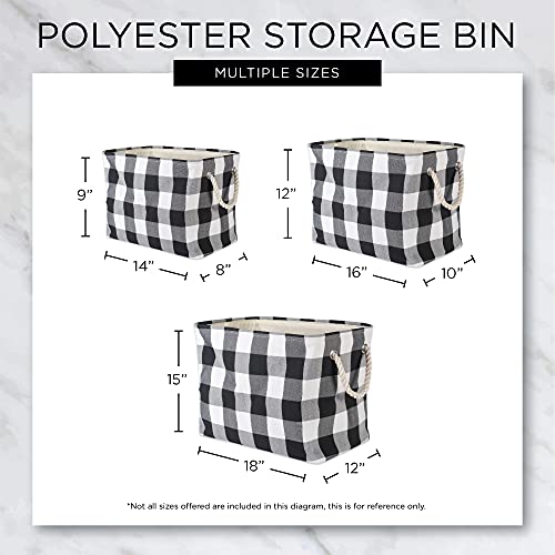 DII Buffalo Check Storage Collection Collapsible Bin with Handles, Medium Rectangle, 16x10x12, Tri Color Cardinal Red