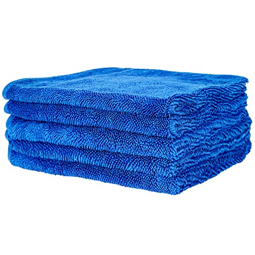 FIRELION Microfiber Cleaning Towel for Car, 5 Pack Large Drying Wash Detailing Cloth, 500 GSM, Ultra Absorbent, Lint-Free for Car, House, Kitchen, Window, 20" x 24"