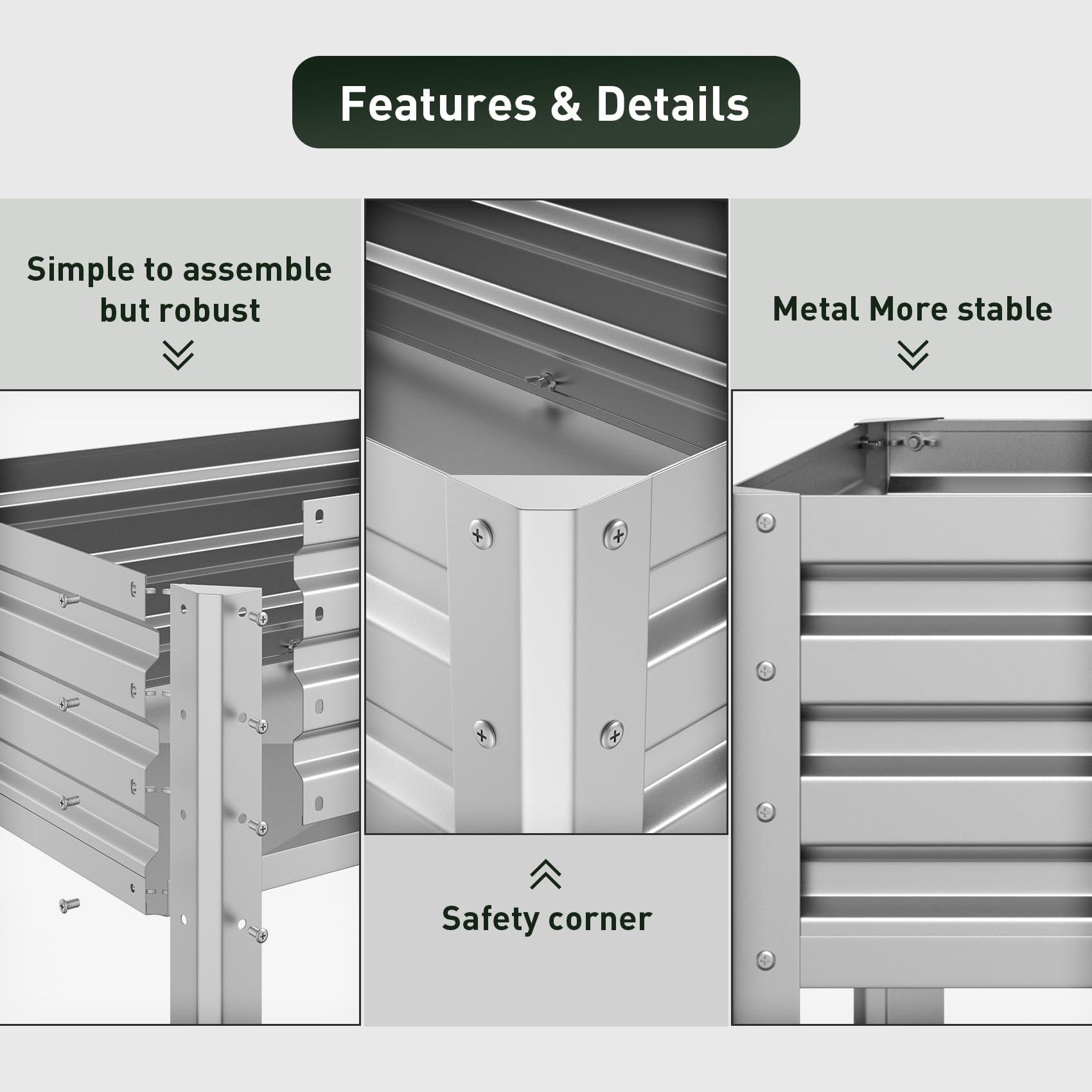 mestyl Galvanized Raised Garden Bed Outdoor for Vegetables Flowers Herb, 48 X 24 X 32in Elevated Metal Planter with Legs, Metal Garden Box for Gardening Backyard, Easy Assembly, Silver