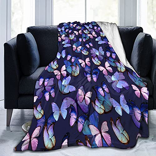 Nmbvcxz Butterfly Throw Blanket Cozy Flannel Fleece Blanket Air Conditioning Blanket for Living Rooms Sofa 50"x40"