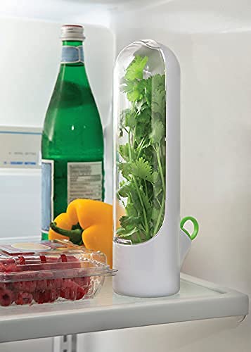 Caliber Cooks, Herb Saver Fresh Keeper Pods Produce Keeper Cilantro Containers for Refrigerator Storage Container for WellPacked Herb Holder Preserve Longer Well Sealing Lid , 9.8x6.6x25.1cm