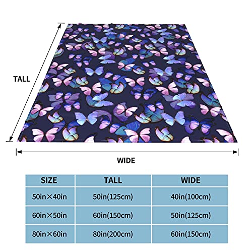 Nmbvcxz Butterfly Throw Blanket Cozy Flannel Fleece Blanket Air Conditioning Blanket for Living Rooms Sofa 50"x40"