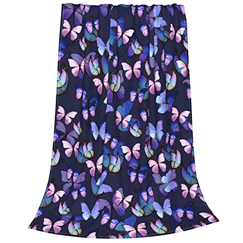 Nmbvcxz Butterfly Throw Blanket Cozy Flannel Fleece Blanket Air Conditioning Blanket for Living Rooms Sofa 50"x40"