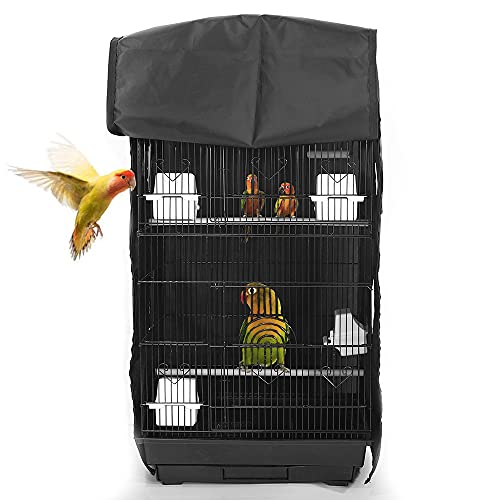 ASOCEA Extra Large Bird Parrot Cage Cover Good Night Birdcage Cover Universal Blackout for Parakeets Budgies Conure Macaw Square Cages - Black ( 18.1Lx13.8Wx32.3H)