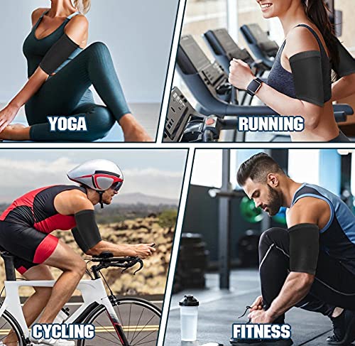 Arm Trimmers for Women Pair Sauna Sweat Arm Shaper Bands Adjustable Compression Sleeves Wraps For Sports Workout (Silver)