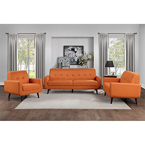 Lexicon Fitch 56" Polyester Fabric Loveseat with Tufted in Orange