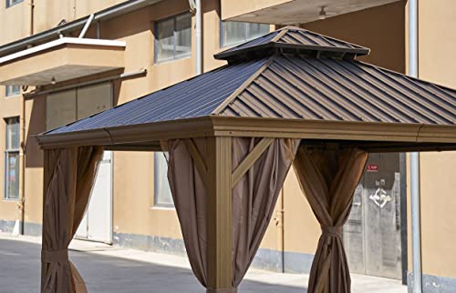 Chaininnov 12 * 12FT patic Gazebo,alu Gazebo with Steel Canopy,Outdoor Permanent Hardtop Gazebo Canopy for Patio, Garden, Backyard (12 * 12FT Style 1)