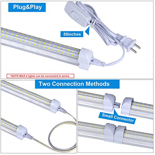 LED LIGHT 777 6-Pack, 4FT LED Shop Light Fixture, 75W 5000K T8 Integrated LED Tube, 9000LM Super Bright, 4 Rows LED, High Output, Linkable Light Fixture 4 Foot with Plug for Garage, Workshop, Depot
