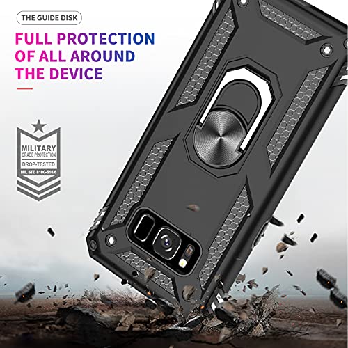 LeYi for Samsung Galaxy S8 Case [Not Fit S8 Plus], Galaxy S8 Phone Cases with [2 PCS] 3D Curved Screen Protector, [Military-Grade] Protective Case Cover with Ring Kickstand for Samsung S8, Black