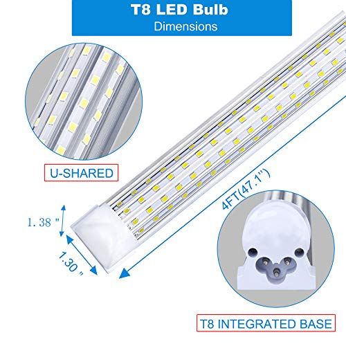 LED LIGHT 777 6-Pack, 4FT LED Shop Light Fixture, 75W 5000K T8 Integrated LED Tube, 9000LM Super Bright, 4 Rows LED, High Output, Linkable Light Fixture 4 Foot with Plug for Garage, Workshop, Depot