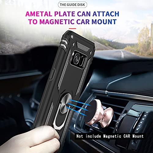 LeYi for Samsung Galaxy S8 Case [Not Fit S8 Plus], Galaxy S8 Phone Cases with [2 PCS] 3D Curved Screen Protector, [Military-Grade] Protective Case Cover with Ring Kickstand for Samsung S8, Black