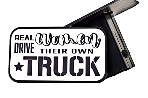 PG Car Styles Trailer Hitch Cover | Girl Hitch Covers for Trucks for 2 Inch Receiver, Truck Hitch Accessories | Easy to Install Plastic Hitch Cover Hitch Plugs (Real Women Drive Their Own Trucks)