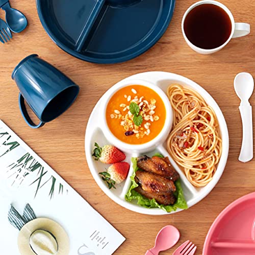 Cabilock Divided Serving Dishes Kids Toddlers Baby Tray Diet Food Control Camping Dishes Compact Serving Platter Dinner Snack Compartment Plate (White)