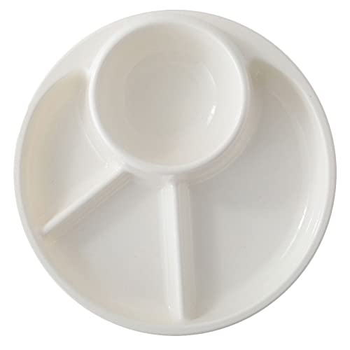 Cabilock Divided Serving Dishes Kids Toddlers Baby Tray Diet Food Control Camping Dishes Compact Serving Platter Dinner Snack Compartment Plate (White)