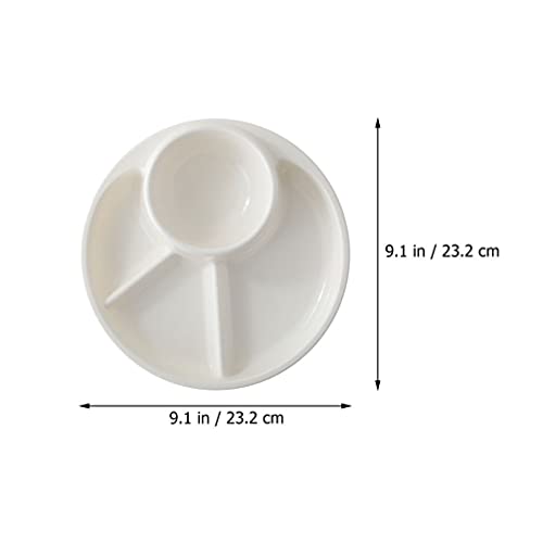 Cabilock Divided Serving Dishes Kids Toddlers Baby Tray Diet Food Control Camping Dishes Compact Serving Platter Dinner Snack Compartment Plate (White)