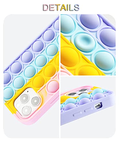 aupartuds Pop It Phone Case for iPhone 8 7 6,Stress Reliever Push Pop Bubble Fidget Toys Cover,Cute Funny Soft Silicone Protective Shell for iPhone SE 4.7 inch - Rainbow