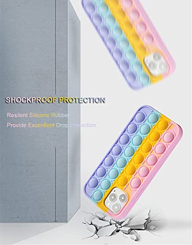 aupartuds Pop It Phone Case for iPhone 8 7 6,Stress Reliever Push Pop Bubble Fidget Toys Cover,Cute Funny Soft Silicone Protective Shell for iPhone SE 4.7 inch - Rainbow