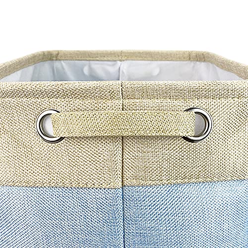 MALIHONG Personalized Foldable Storage Basket with Cute Dog Schnauzer Collapsible Sturdy Fabric Bone Pet Toys Storage Bin Cube with Handles for Organizing Shelf Home Closet, Blue and White