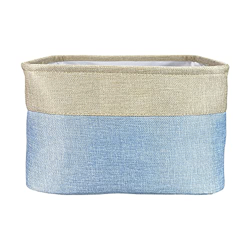 MALIHONG Personalized Foldable Storage Basket with Cute Dog Schnauzer Collapsible Sturdy Fabric Bone Pet Toys Storage Bin Cube with Handles for Organizing Shelf Home Closet, Blue and White