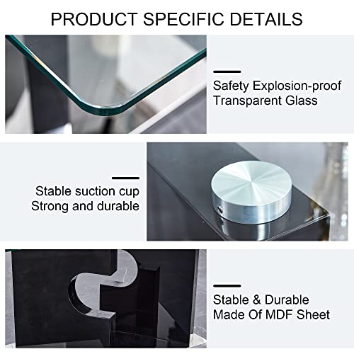 LFVFFA Glass Dining Table, Dining Table and Chairs Set,63" Glass Dining Room Table Set for 6-8,Modern Dining Room Furniture Set,for Dining Room,Kitchen (Double Black+63'', Single Table)