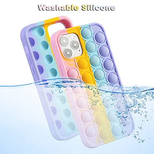 aupartuds Pop It Phone Case for iPhone 8 7 6,Stress Reliever Push Pop Bubble Fidget Toys Cover,Cute Funny Soft Silicone Protective Shell for iPhone SE 4.7 inch - Rainbow