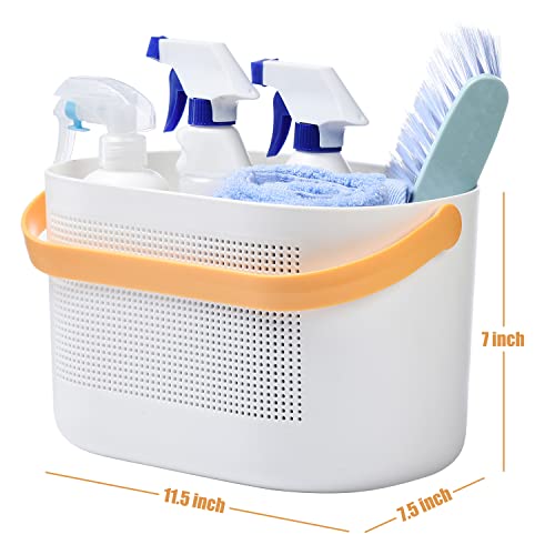 ALINK Plastic Shower Caddy Basket with Handle, Portable Bathroom Storage Organizers Cleaning Caddy for Bath Toy, Kitchen, College Dorm - Yellow