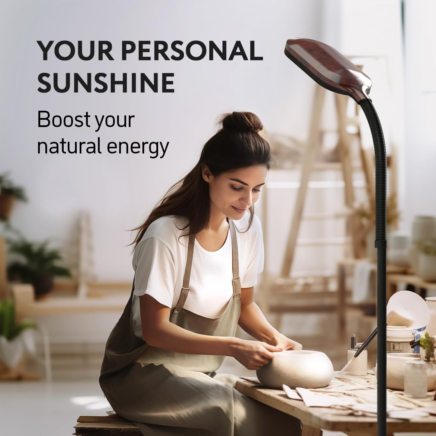 Natural Daylight Floor Lamp - Craft Light Floor Standing for Reading, Crafting, Sewing - 27W Full Spectrum White Bright Sunlight - Adjustable Gooseneck - Task Lamps for Living Room, Bedroom, Office