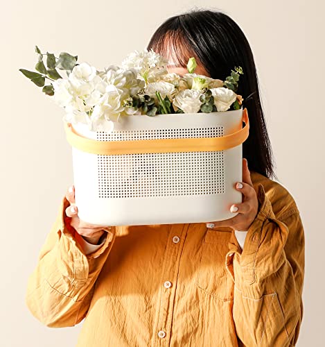 ALINK Plastic Shower Caddy Basket with Handle, Portable Bathroom Storage Organizers Cleaning Caddy for Bath Toy, Kitchen, College Dorm - Yellow