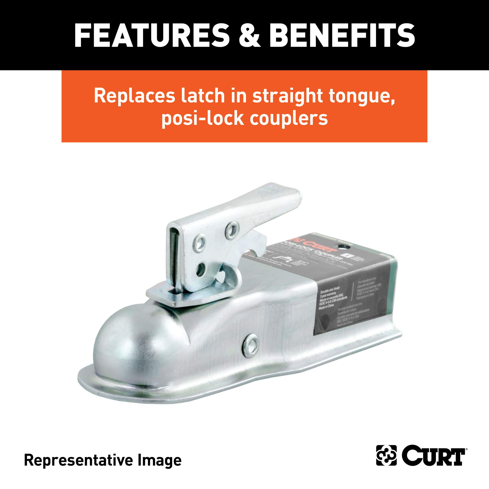 CURT 25094 Posi-Lock Coupler Replacement Latch for 1-7/8-Inch Trailer Hitch Ball