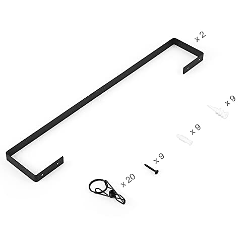 Dahey Hat Rack for Wall Baseball Hat Organizer Hanger Caps Holder with 20 Clips Metal Wall Mounted Cap Organizer for Closet Door Bedroom Entryway Laundry,Set of 2,Black
