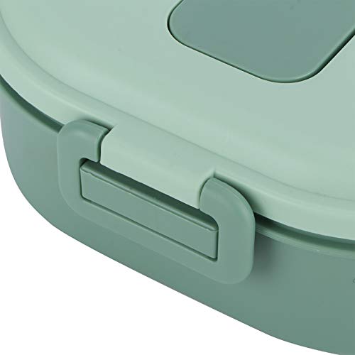 Raviga Stainless Steel Lunch Box 4 Compartments Portable Bento Box for Kids Student or Adult Food Storage Containers with Lids Airtight Soup Bowl & Tableware Large Capacity 50-oz(Green)
